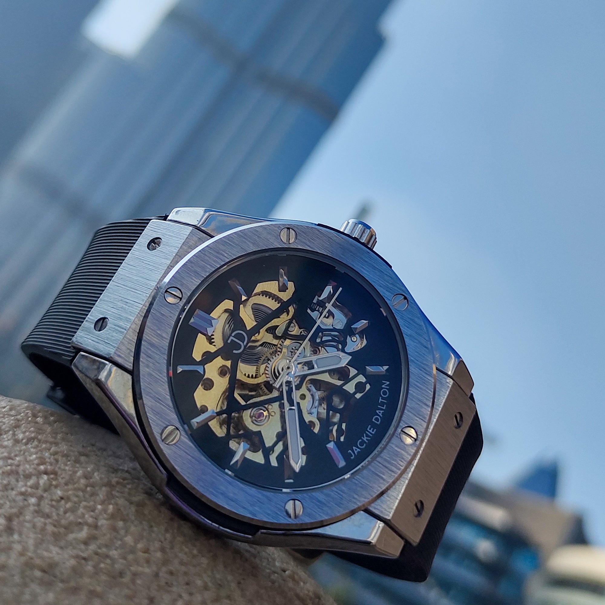 Bucharest Skeleton Automatic | Silver | Jackie Dalton Watches